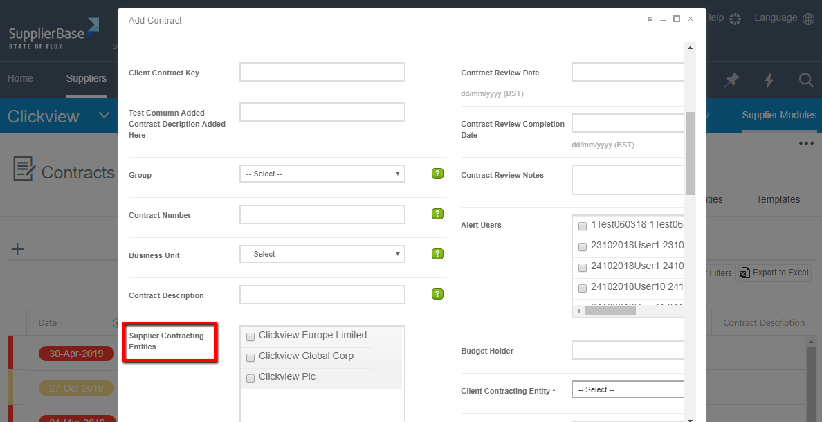 Managing Contracting Entities – SupplierBase