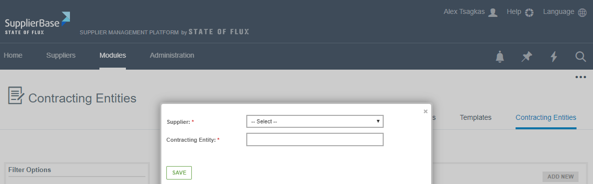 Managing Contracting Entities – SupplierBase