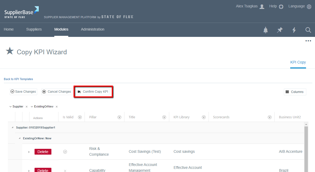 Create and manage KPI templates – SupplierBase