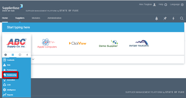 How to navigate to the Relationship module – SupplierBase