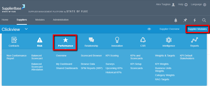 How to navigate to performance module – SupplierBase
