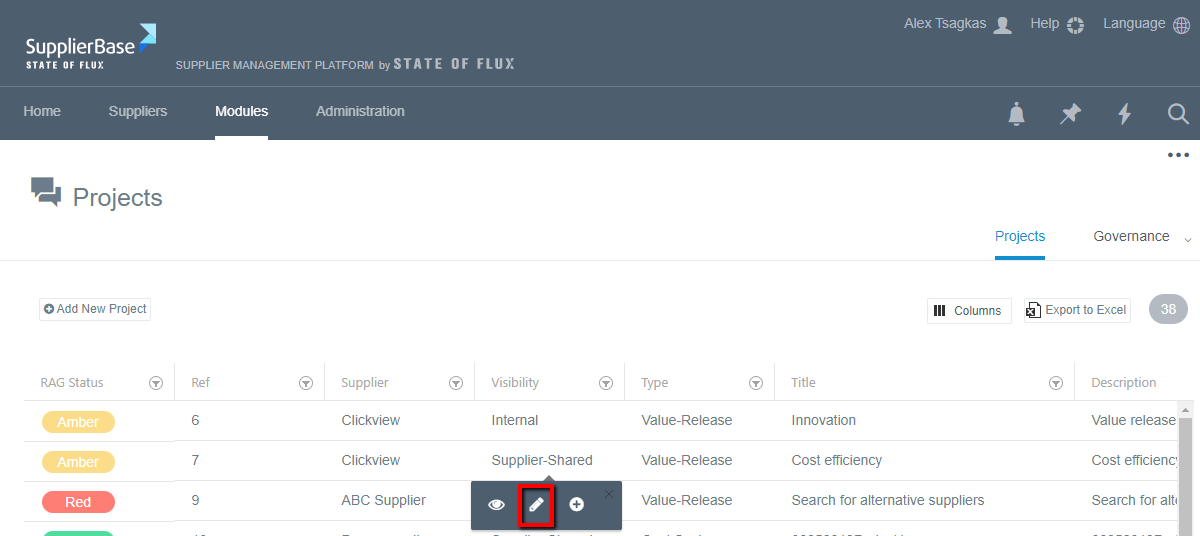 How to edit a project – SupplierBase