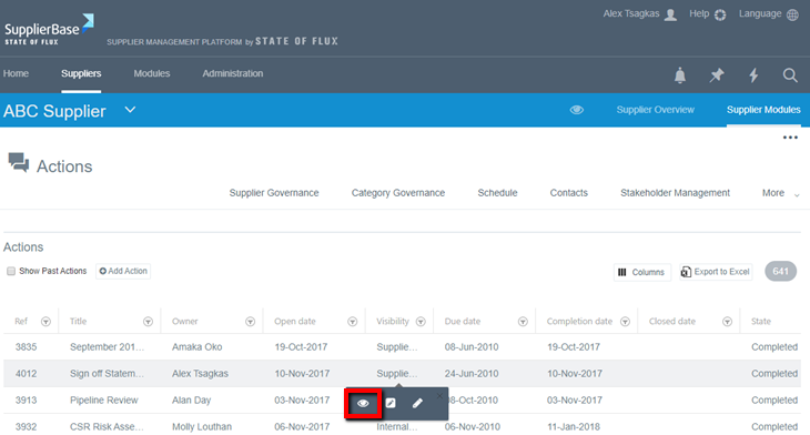 How to view and edit an action – SupplierBase