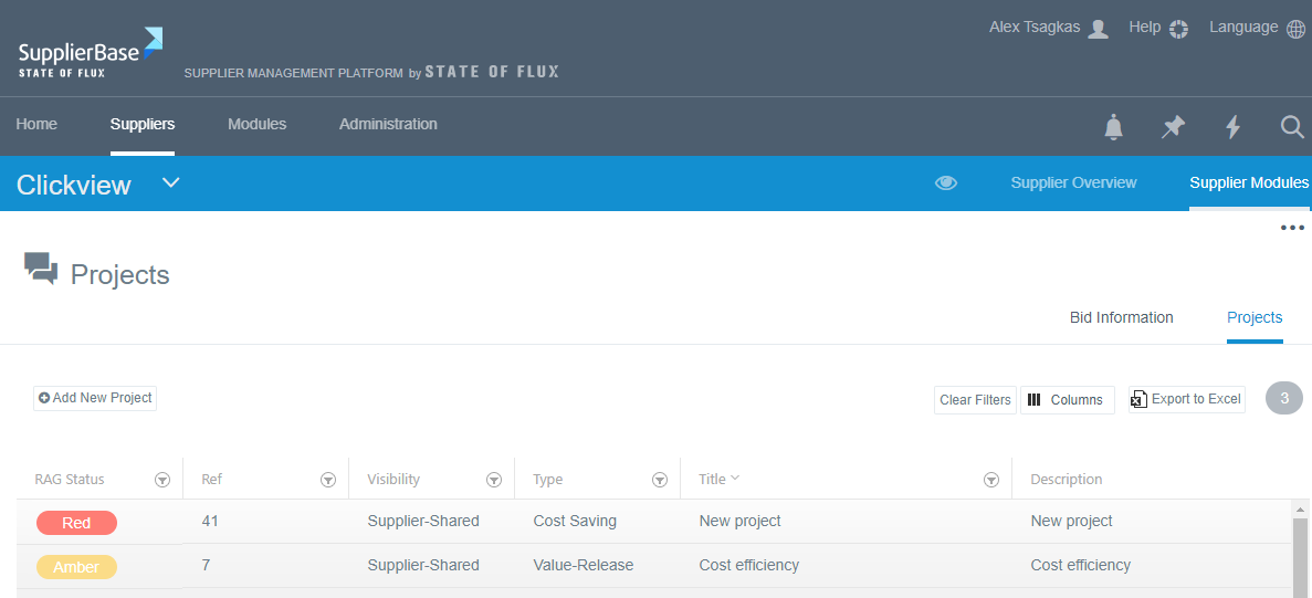 How to view all projects of a supplier – SupplierBase