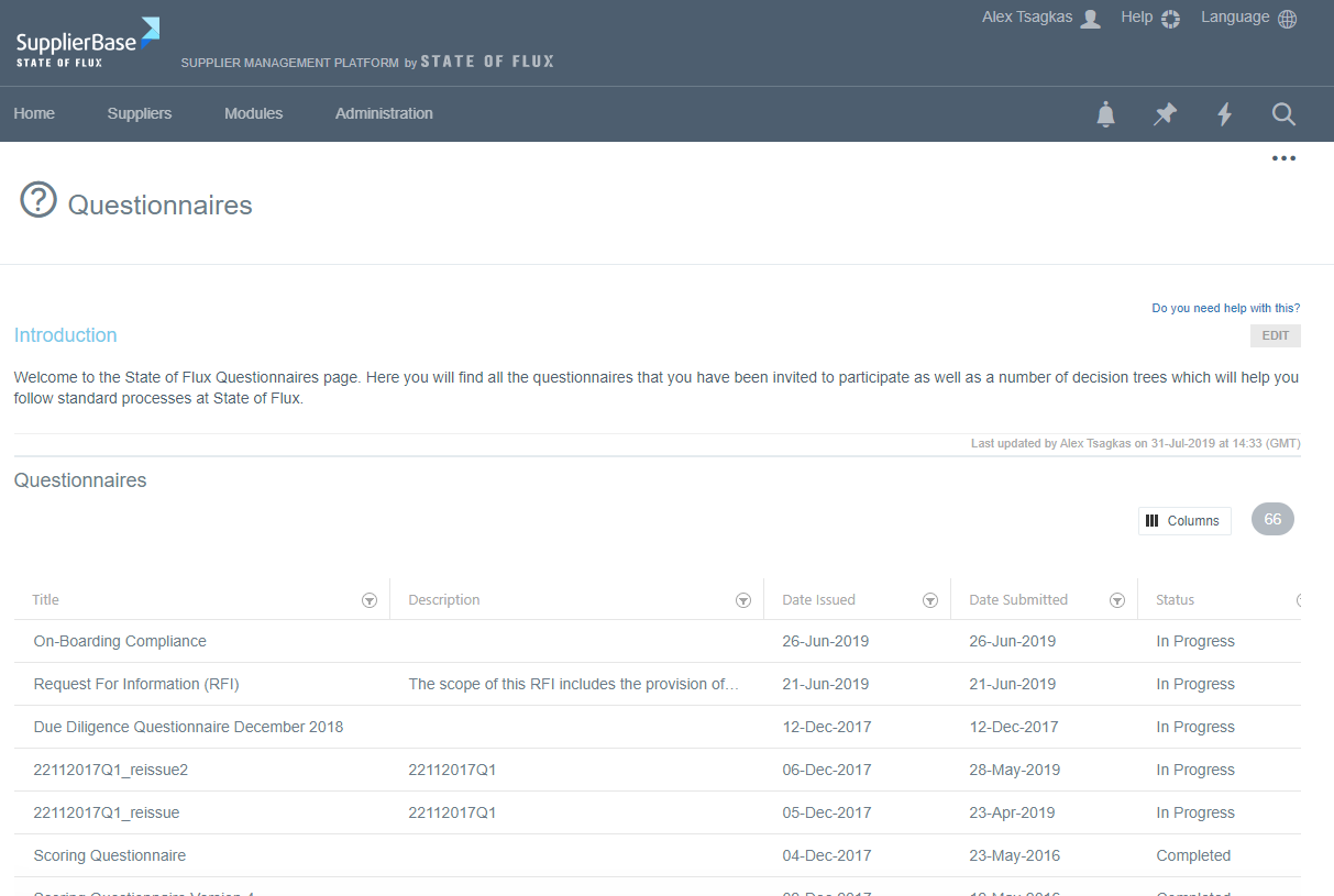 How to complete a questionnaire in SupplierBase – SupplierBase