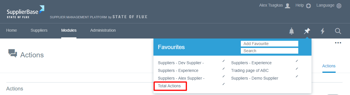 How to mark pages as Favourites – SupplierBase