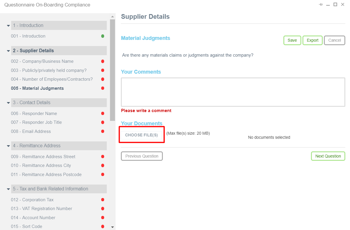 How to complete a questionnaire in SupplierBase – SupplierBase